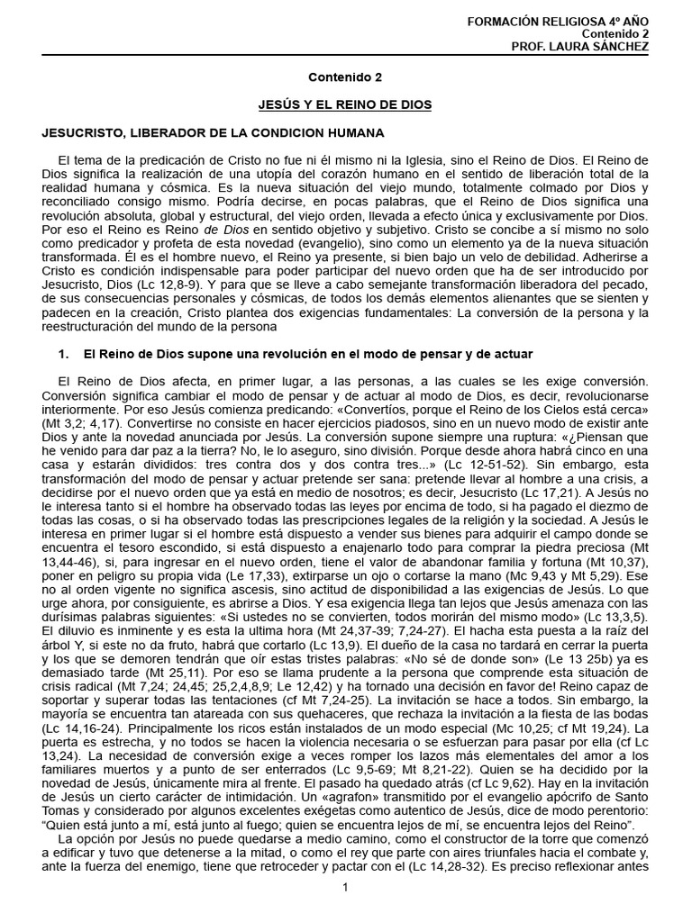 C2 JESÚS Y EL REINO DE DIOS.docx | PDF | Jesús | Cristo (título)