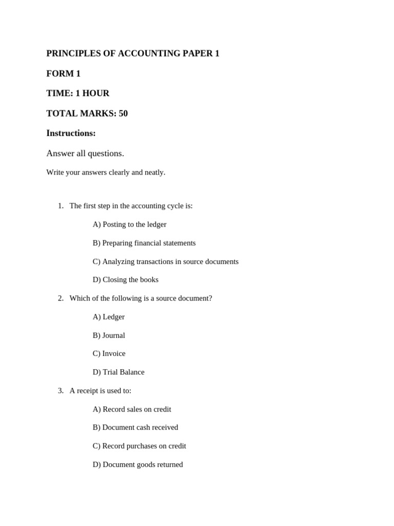 Principles of Accounts Form 1 Guide | PDF | Debits And Credits ...