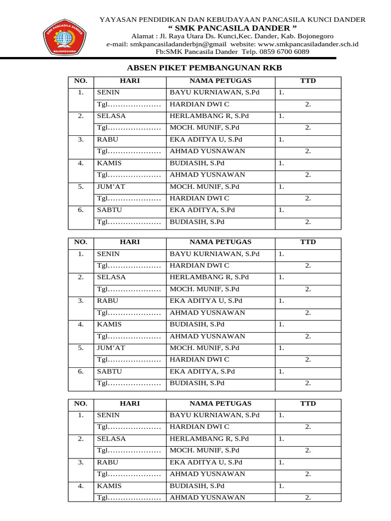 Jadwal pIKET RKB | PDF