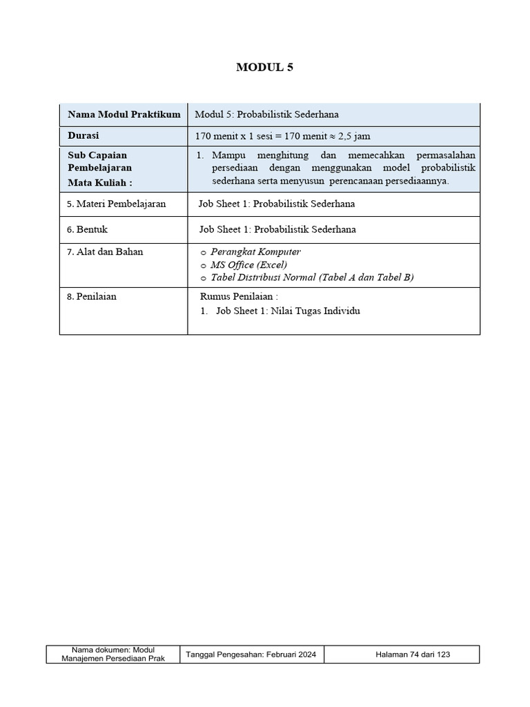 Manajemen Persediaan: Model Probabilistik | PDF