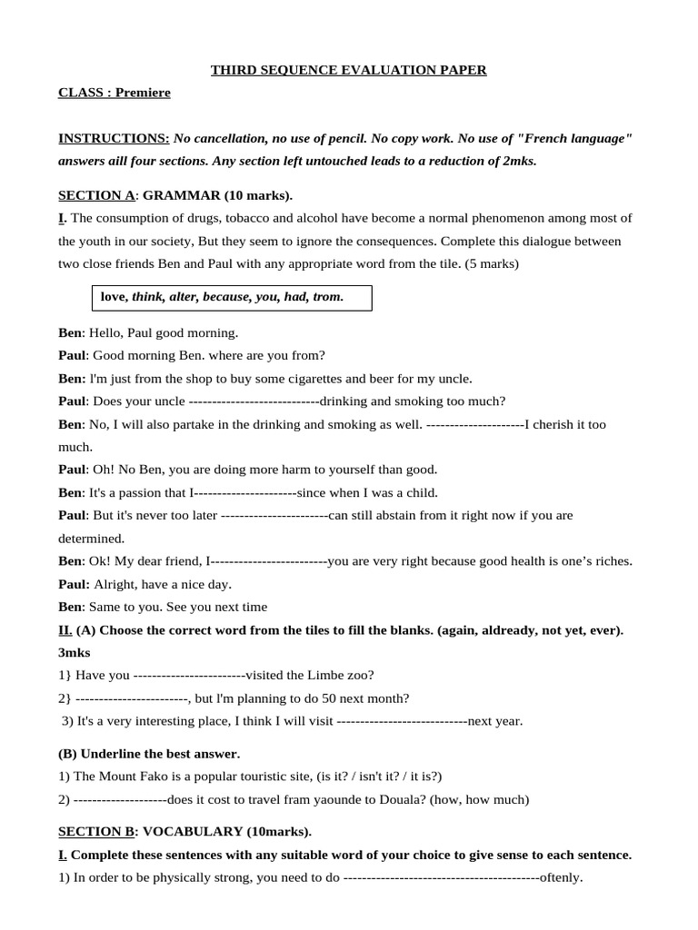 Third sequence Premiere exam paper | PDF | Traffic Collision