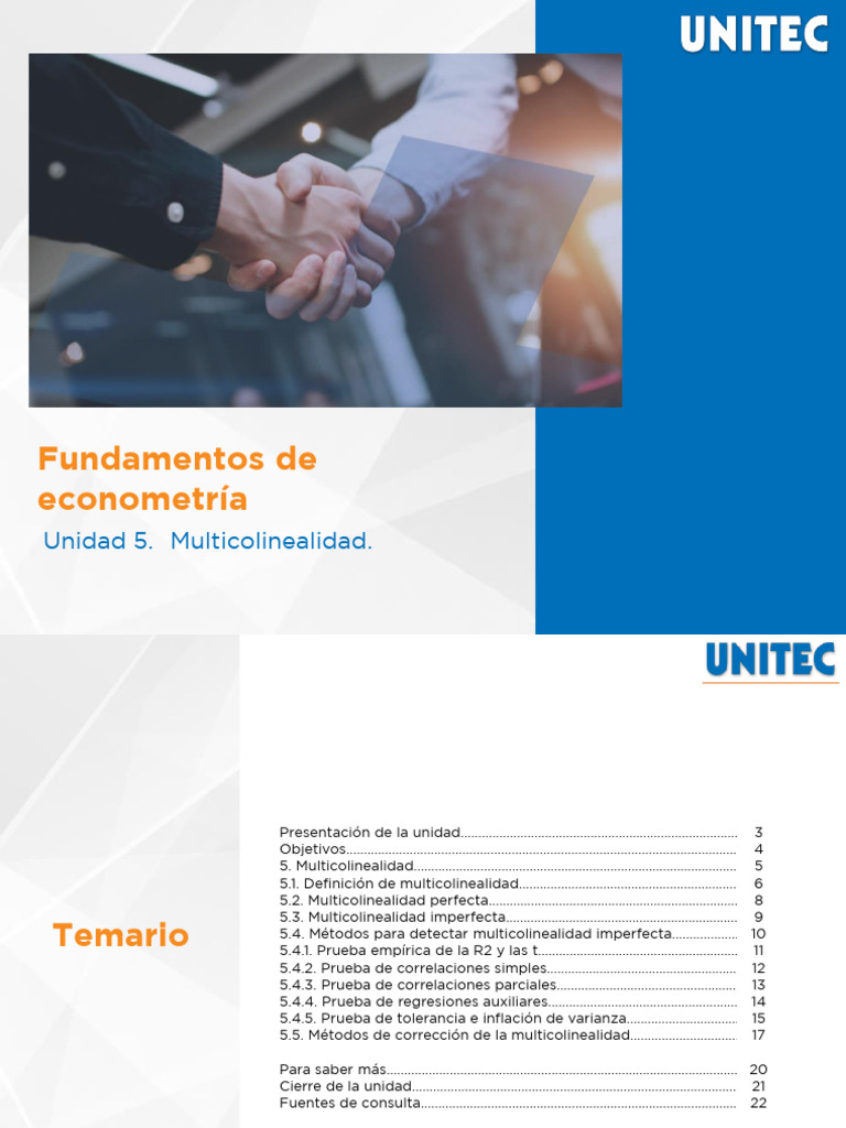 U5 Fundamentos de Econometria CORREGIDA | PDF | Multicolinealidad | Mínimos cuadrados ordinarios