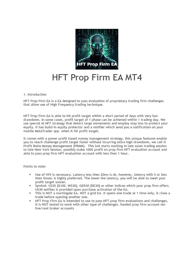 HFT Prop Firm EA MT4 2.x Manual | PDF | High Frequency Trading | Foreign Exchange Market