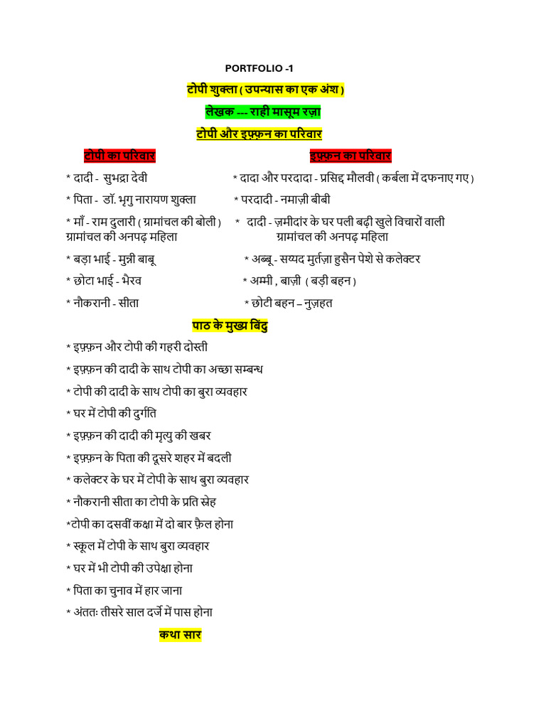 Portfolio Class 10 Term - 2 | PDF