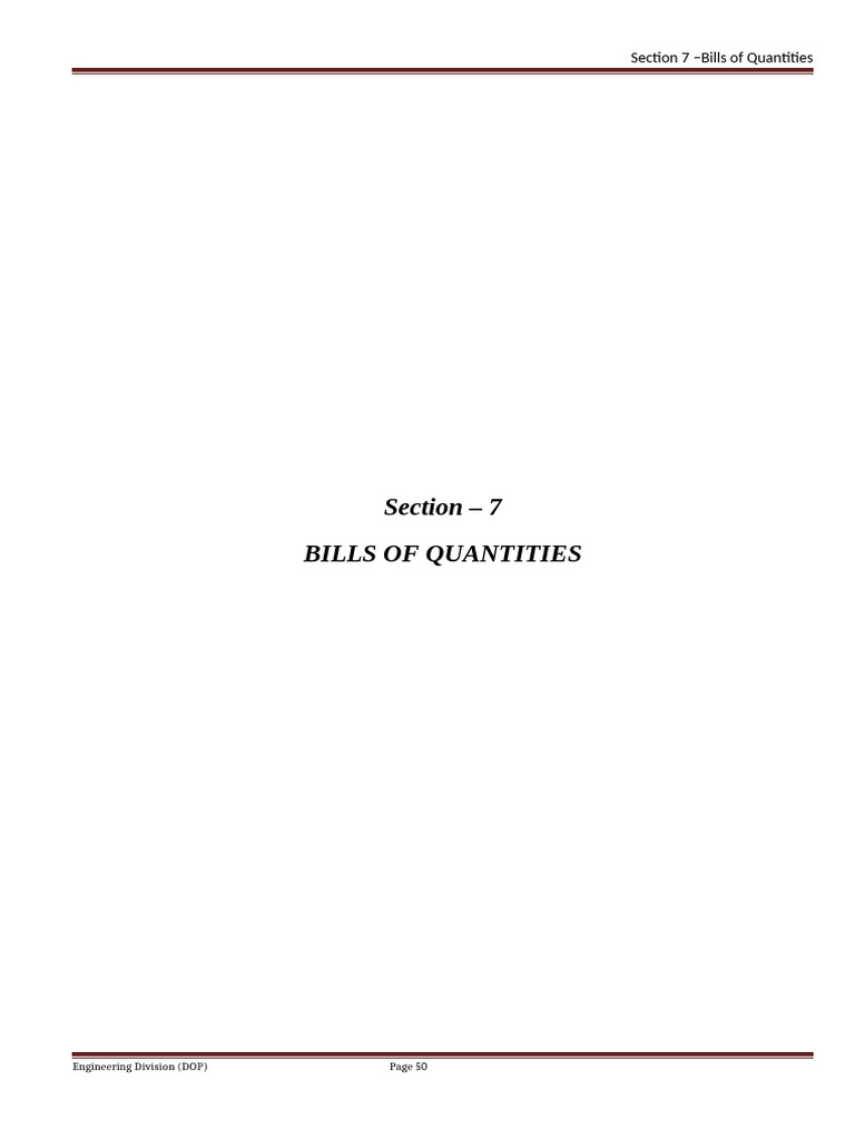 DOP Bills of Quantities | PDF