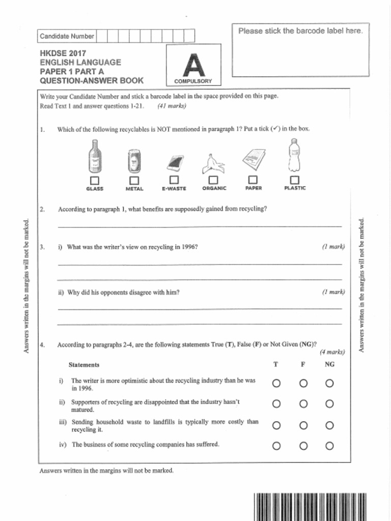 2017 Dse Eng 1 | PDF