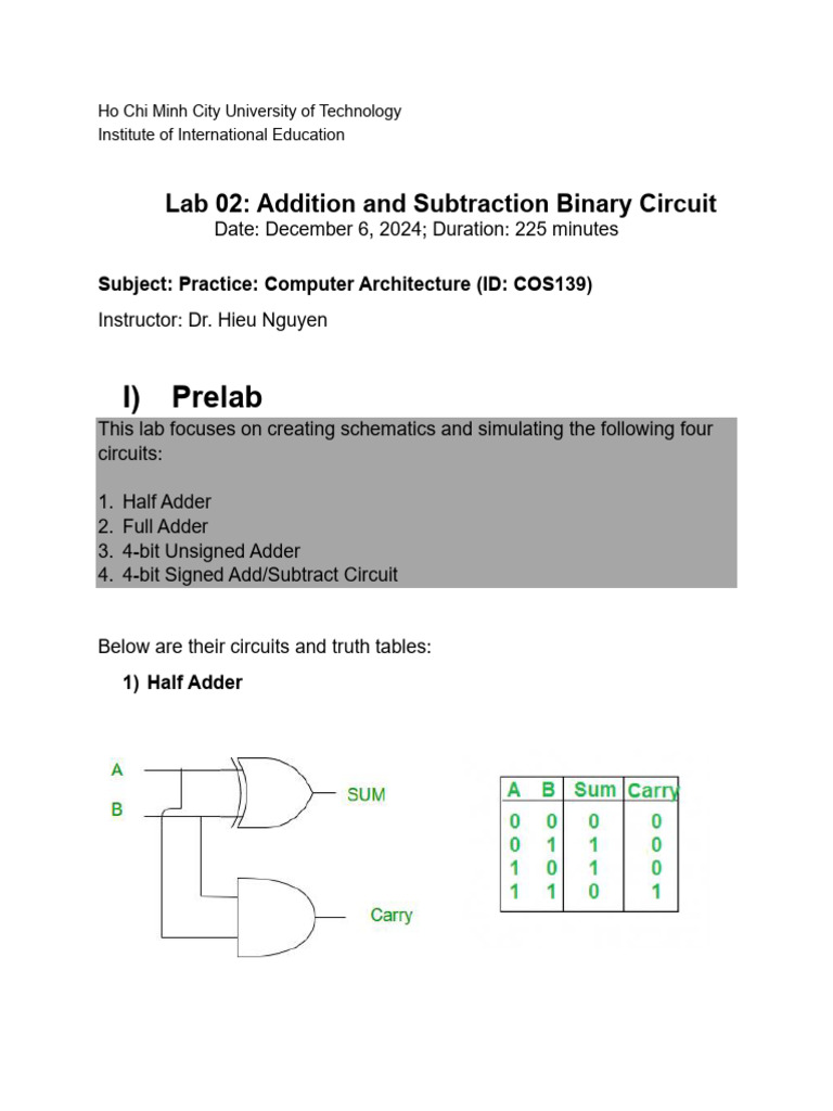 Lab2 Addition Subtraction Circuit | PDF | Hardware Description Language | Computer Engineering