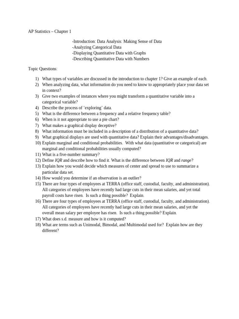 ch1 Topic Questions | PDF