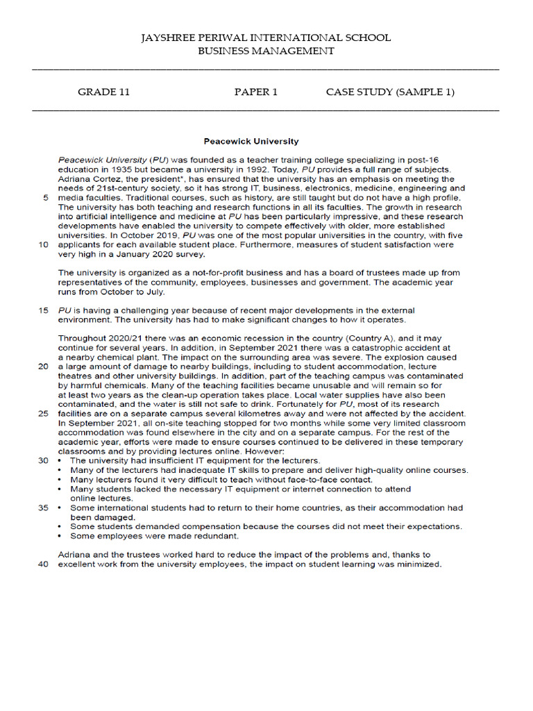 Business Management Case Study | PDF