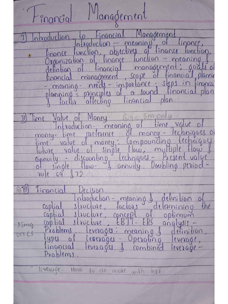 {Financial Management Notes} | PDF