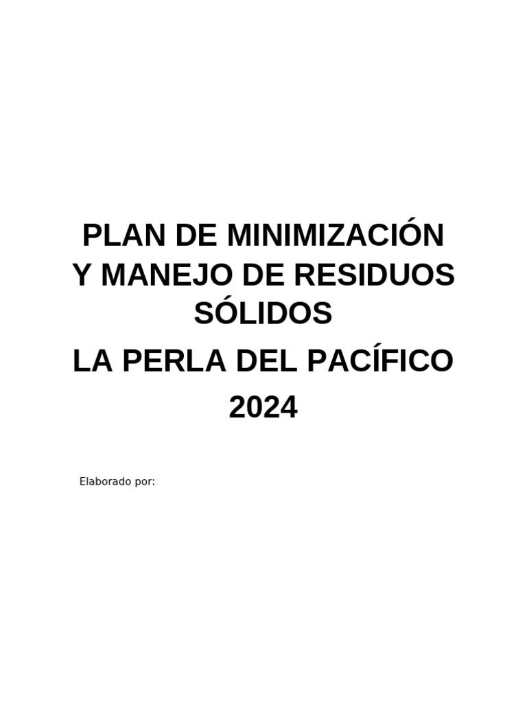 PLAN DE MINIMIZACIÓN Y MANEJO DE RESIDUOS SÓLIDOS | PDF | Residuos | Reciclaje