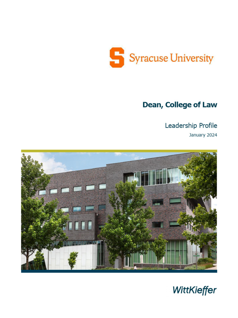Syracuse Dean College of Law Leadership Profile FINAL | PDF | Juris Doctor | Legal Education