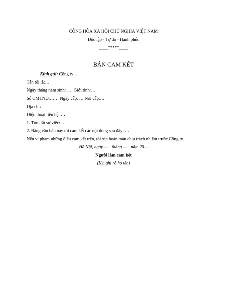 Ban Cam Ket | PDF