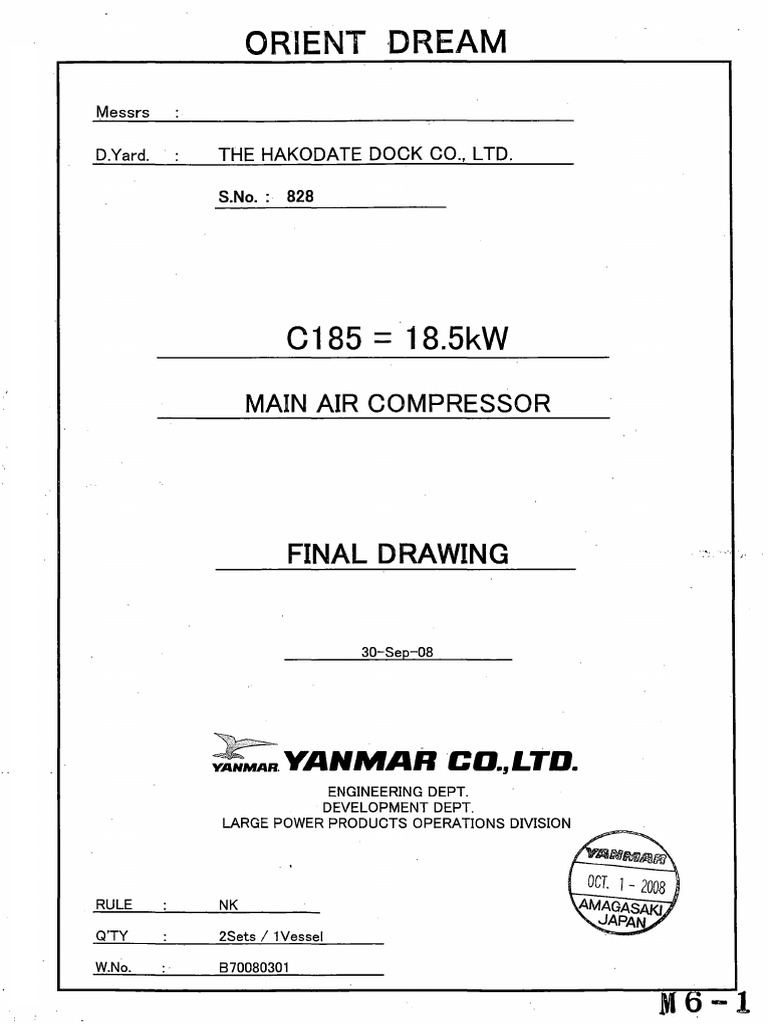 M6-01 Finished Plan For Main Air Compressor | PDF | Iron | Transition ...