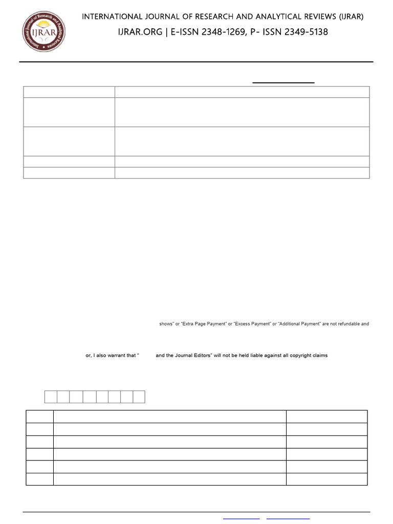 IJRAR_CopyrightTransferForm | PDF | Copyright | Intellectual Works