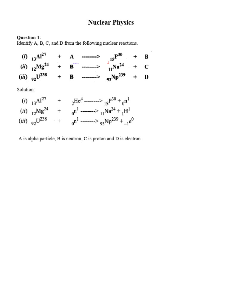 Nuclear Physics Questions and Solutions | PDF | Radioactive Decay | Neutron