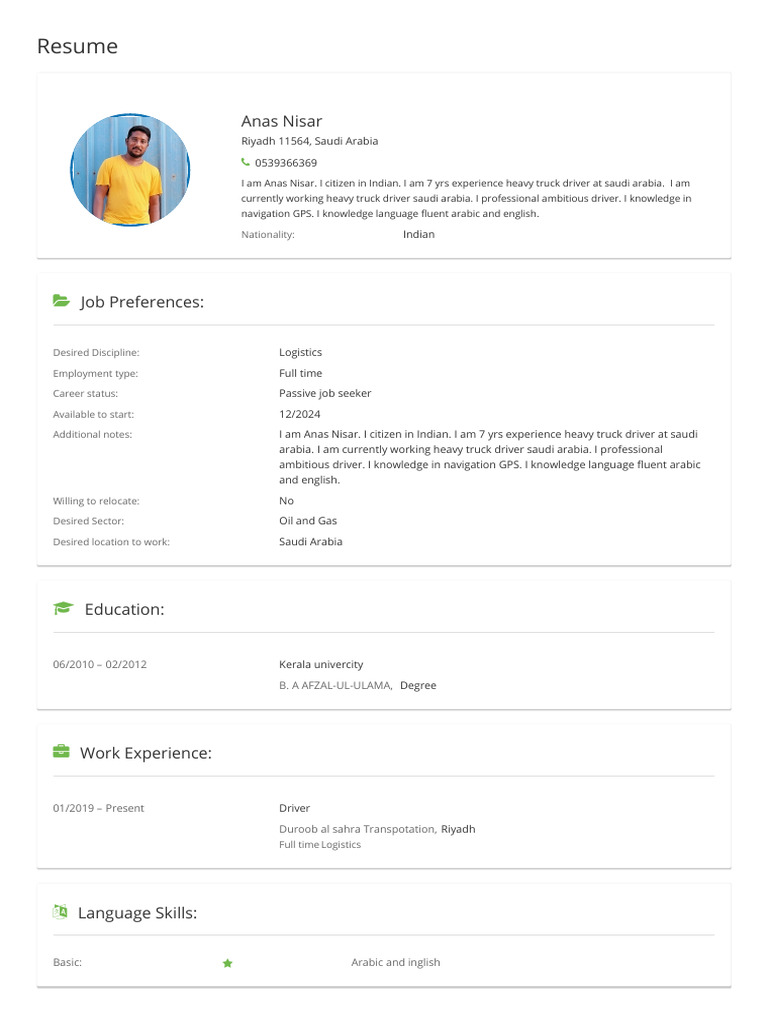 Resume: Anas Nisar | PDF