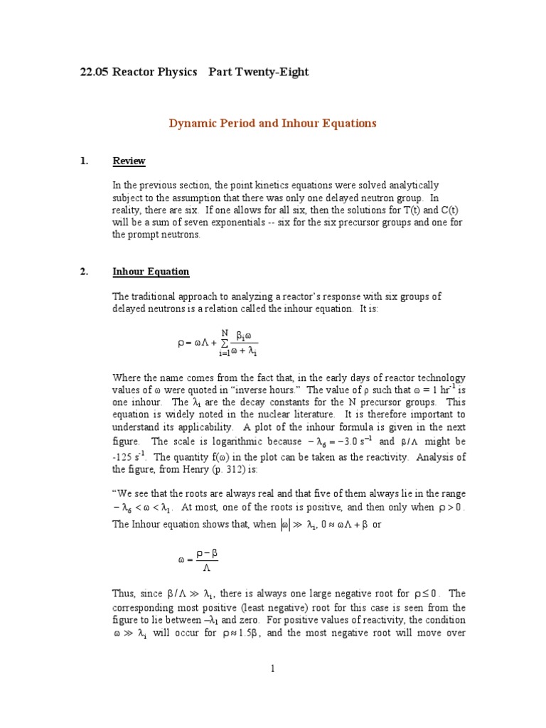 Dynamic Period and Inhour Equations | PDF | Exponential Function ...