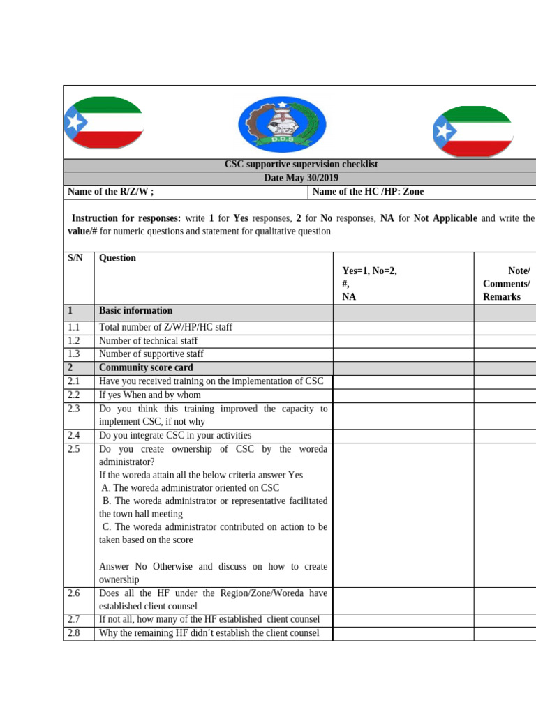 CSC Supervission Checlist-1 | PDF