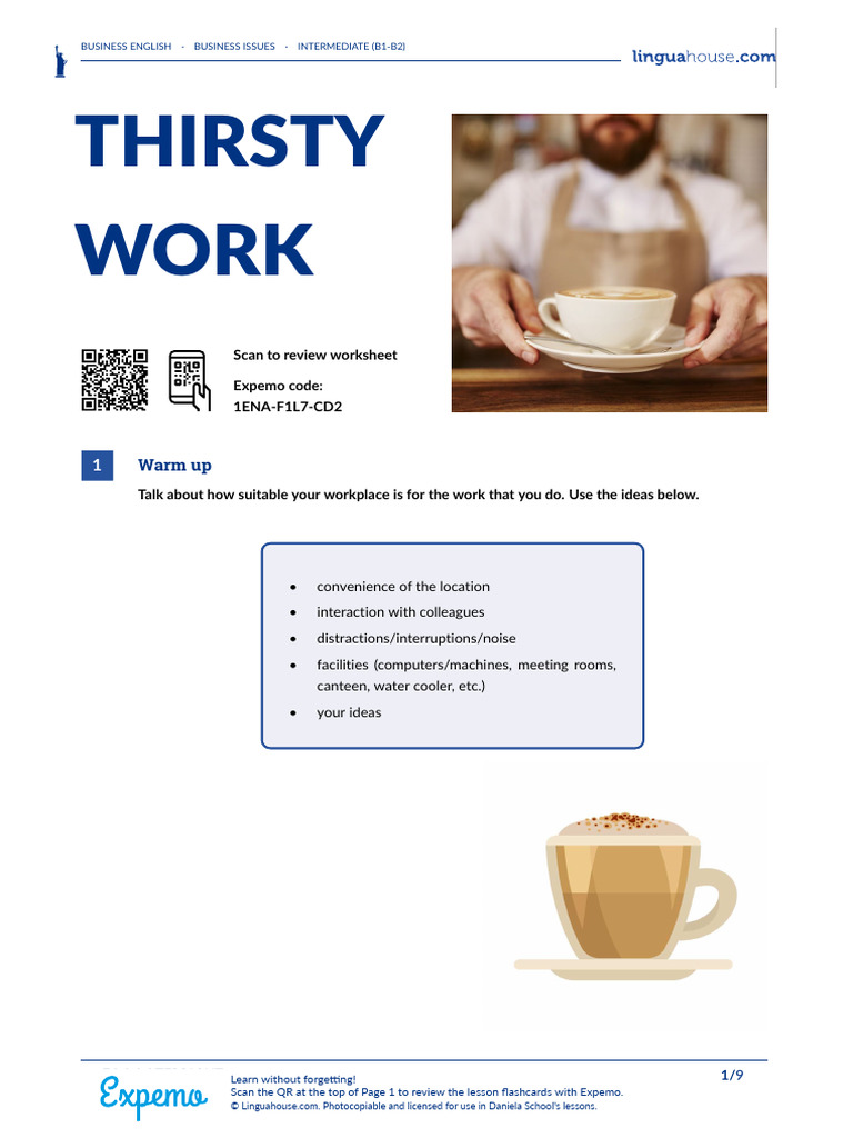 Thirsty Work American English Student B1 B2 | PDF