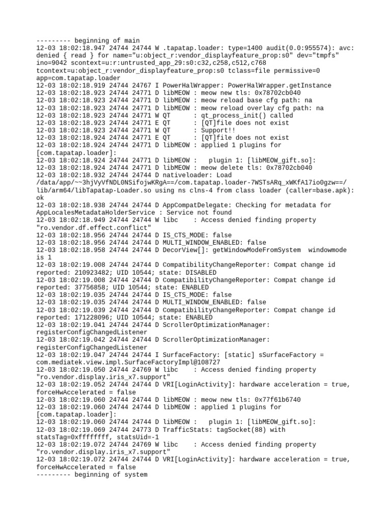 Com - Tapatap.loader Logcat | PDF | Operating System Technology | Computing
