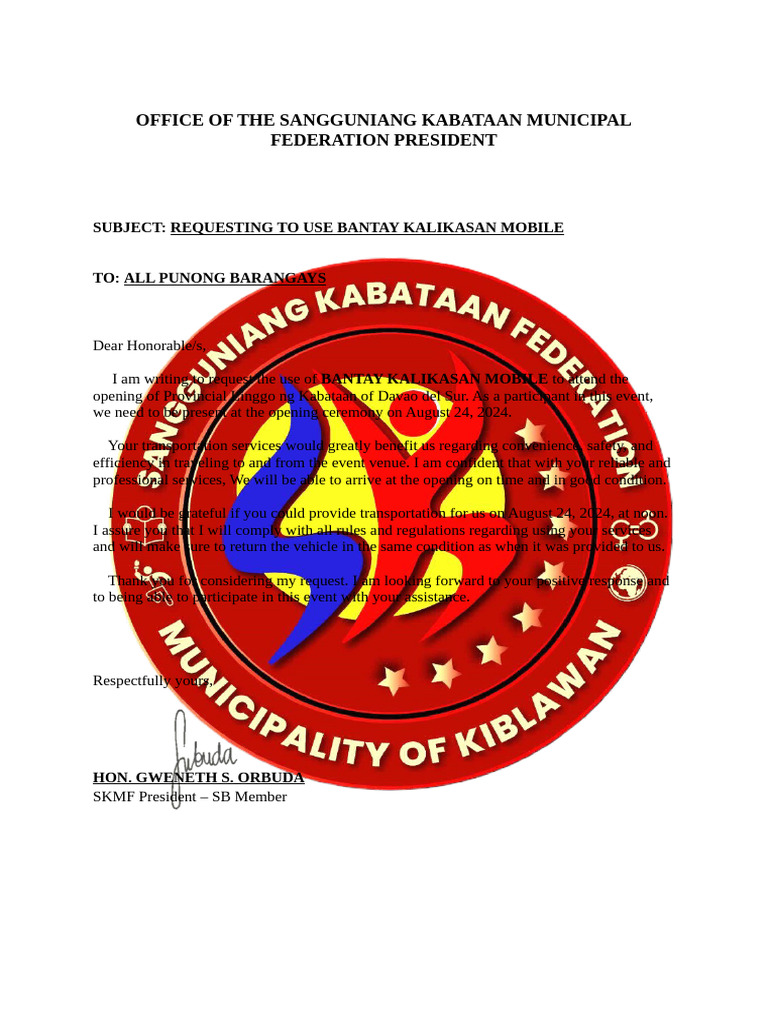 Request for Bantay Kalikasan Mobile Use | PDF