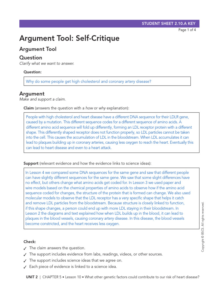 Argument Tool For Self Critique | PDF | Coronary Artery Disease | Low ...