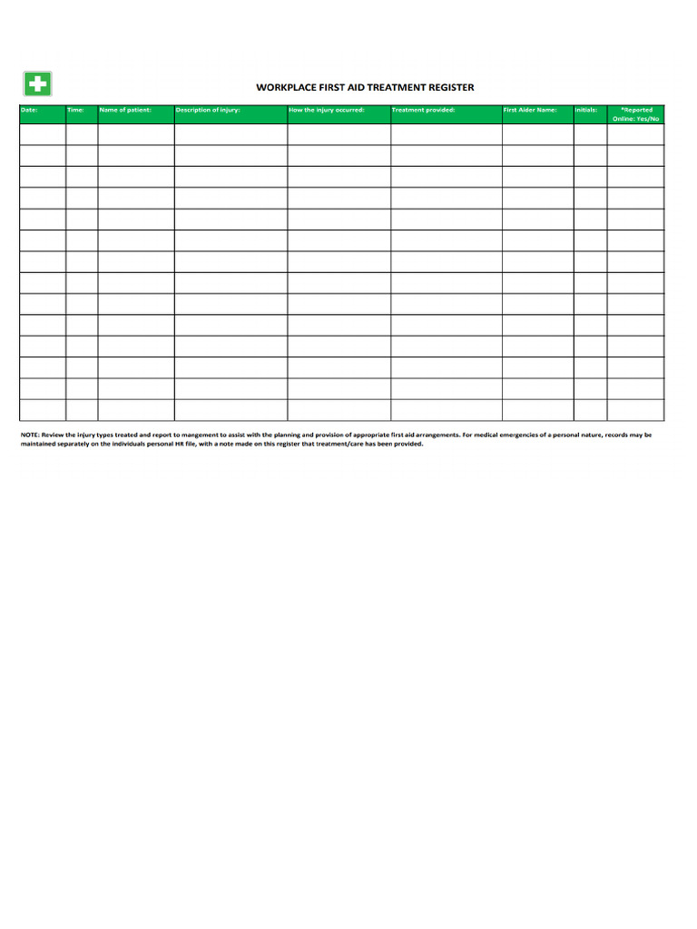 FIRST AID REGISTER | PDF