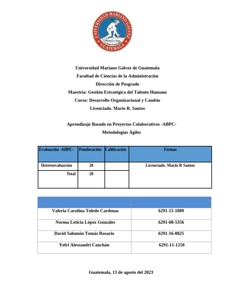 CASO ABPC METODOLOGIAS AGILES TERCERA ENTREGA Hoy | PDF | Software ...