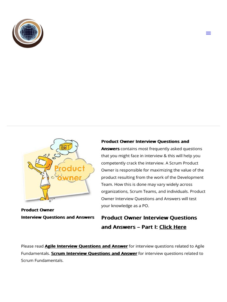 Product Owner Interview Questions and Answers - Part II - Tech Agilist ...