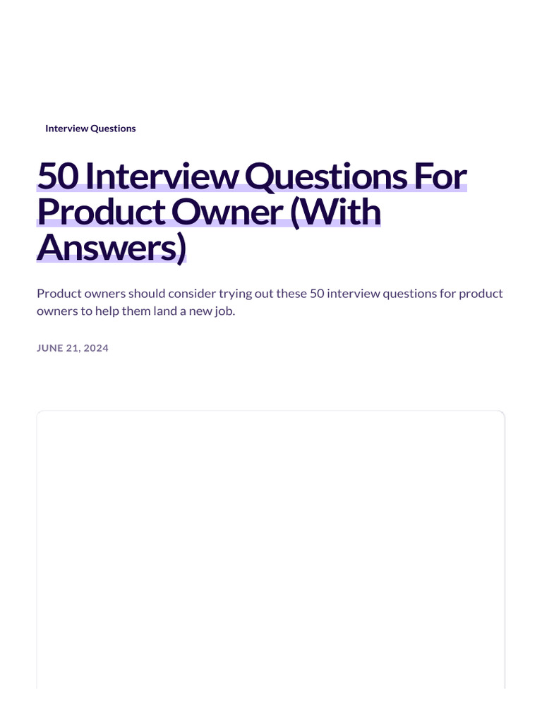 50 Interview Questions For Product Owner (With Answers) | PDF | Scrum ...