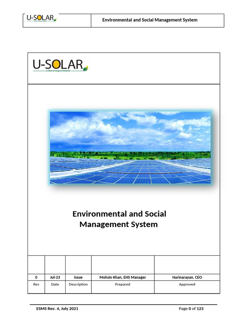 ESMS | PDF | Risk | Life Cycle Assessment