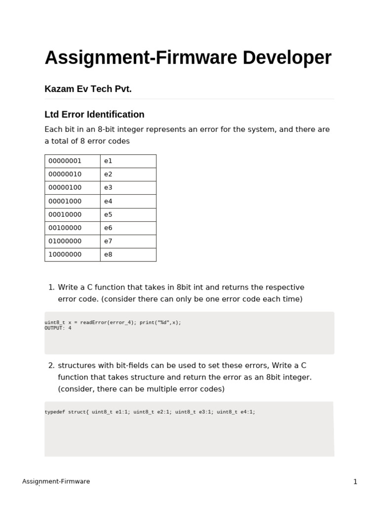 Assignment Firmware - Developer 1 | PDF