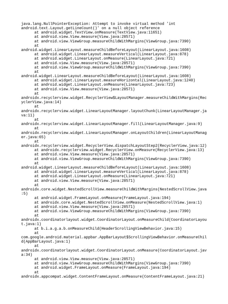 NullPointerException in Android TextView | PDF | Computing Platforms ...