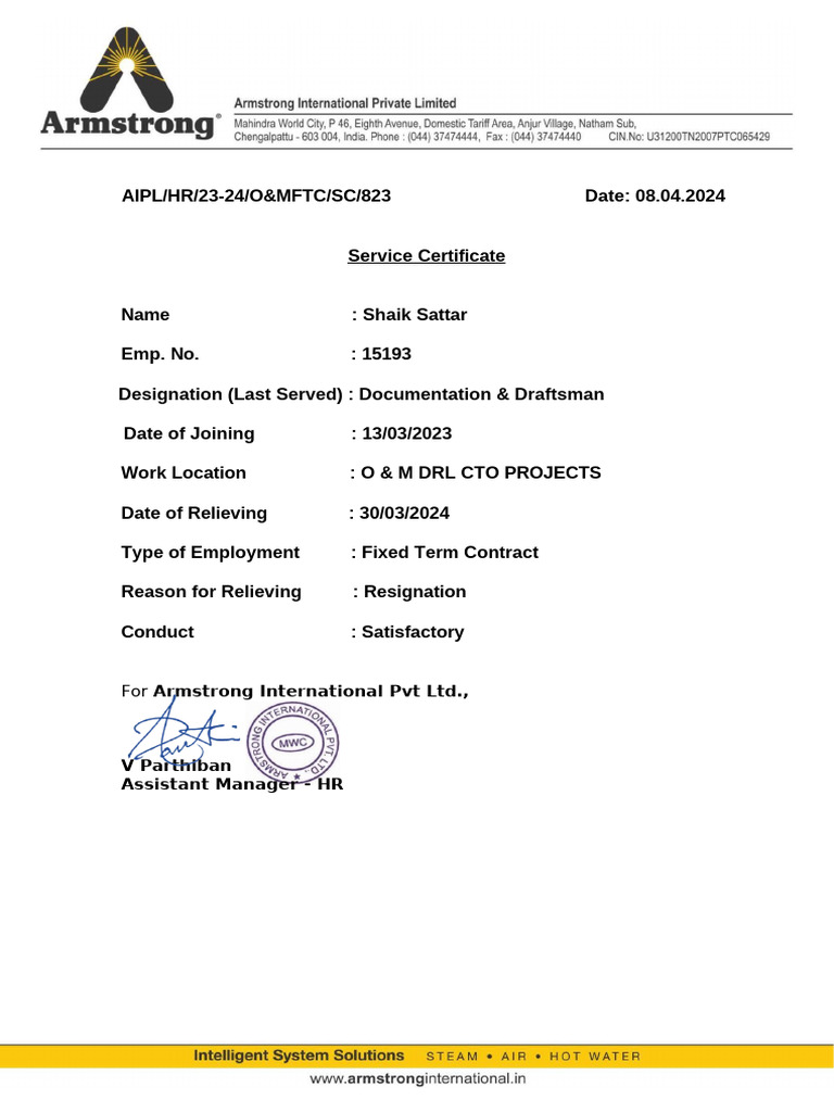 Experience Certificate 2 | PDF