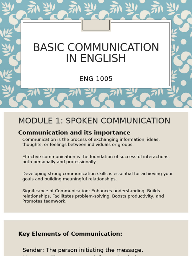 Basic Communication in English | PDF | Communication | Nonverbal ...