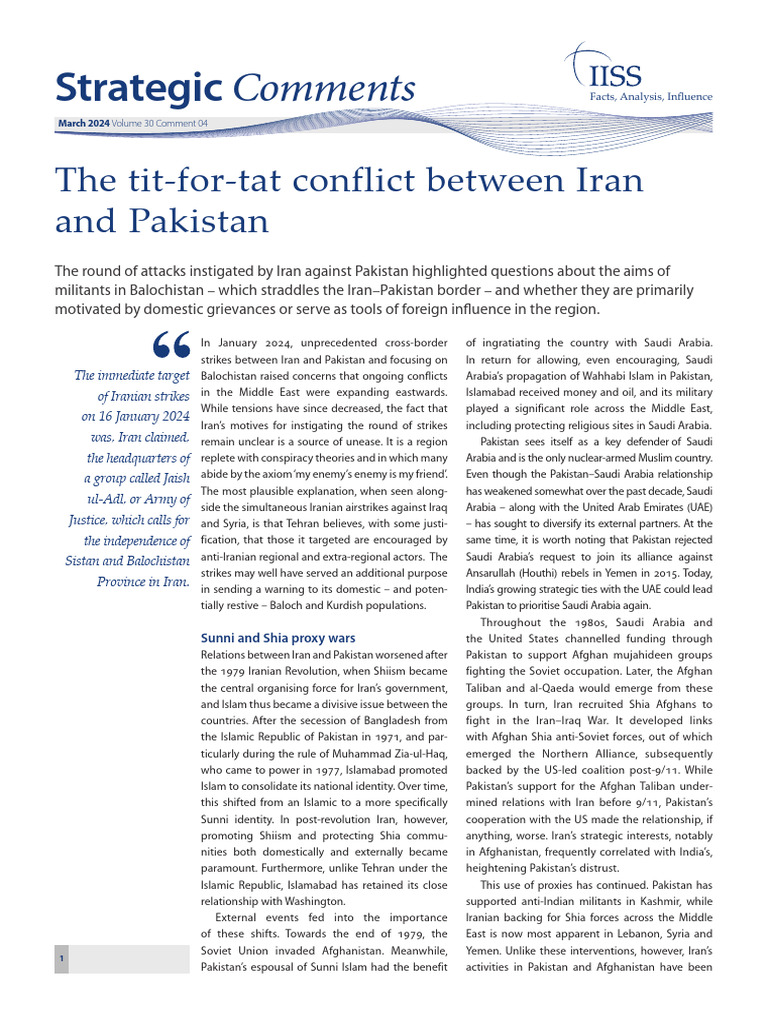 SC 30 04 The Tit For Tat Conflict Between Iran and Pakistan | PDF ...