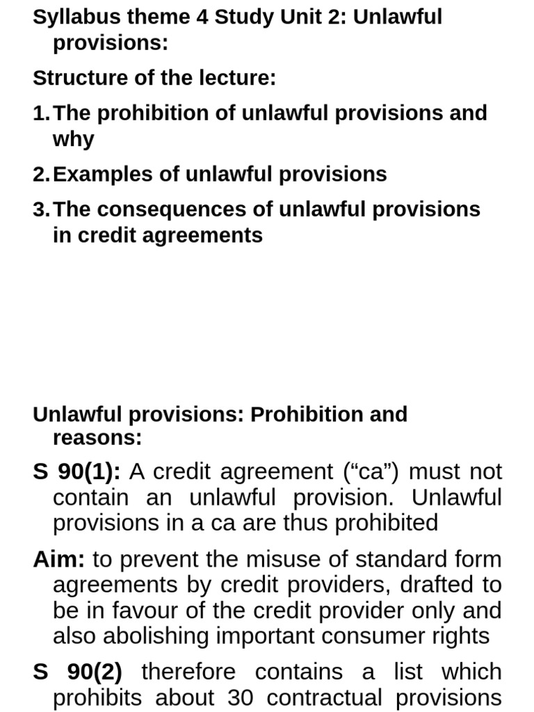 Unlawful Provisions in Credit Agreements | PDF | Civil Law (Legal ...