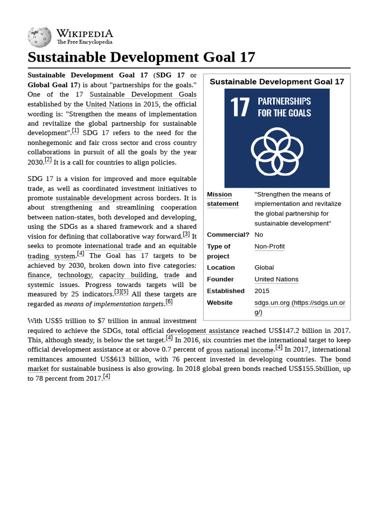 Sustainable Development Goal 17 | PDF | International Development ...