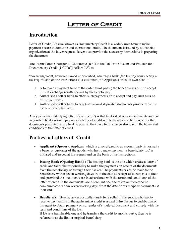 Letter of Credit (English Version) | PDF | Letter Of Credit | Banking