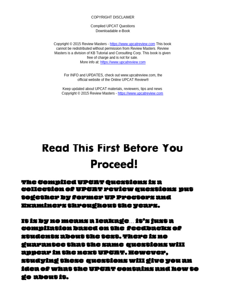 UPCAT Compiled Q's Science | PDF | Cell (Biology) | Force