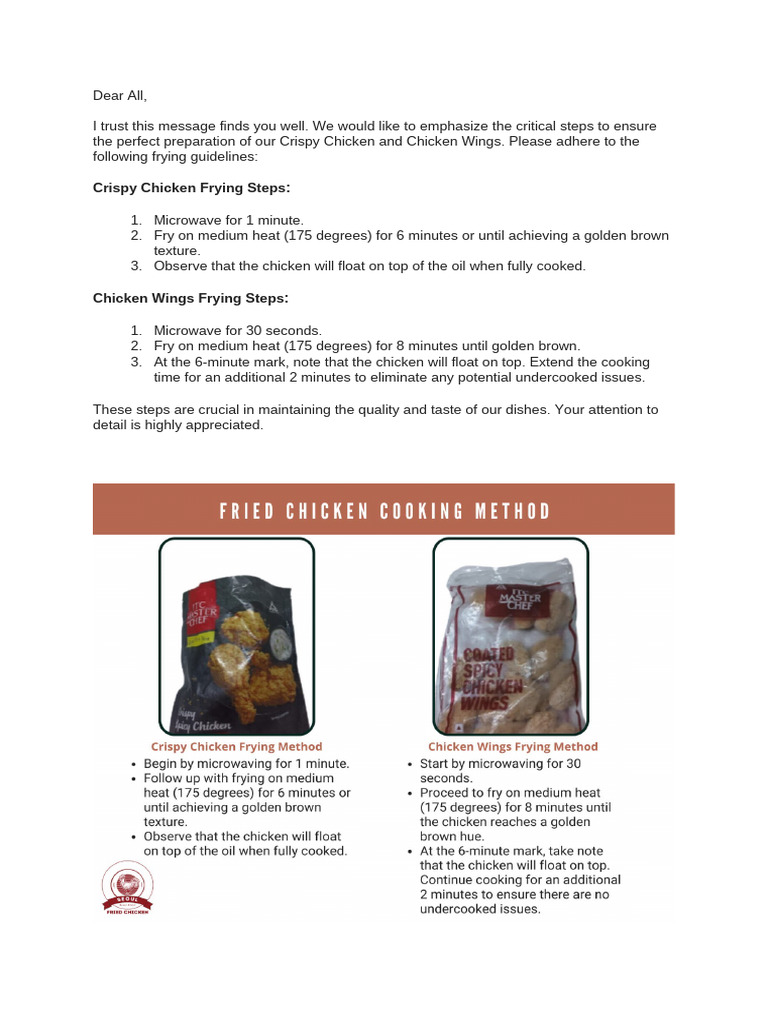 Crispy Chicken Frying Guidelines | PDF