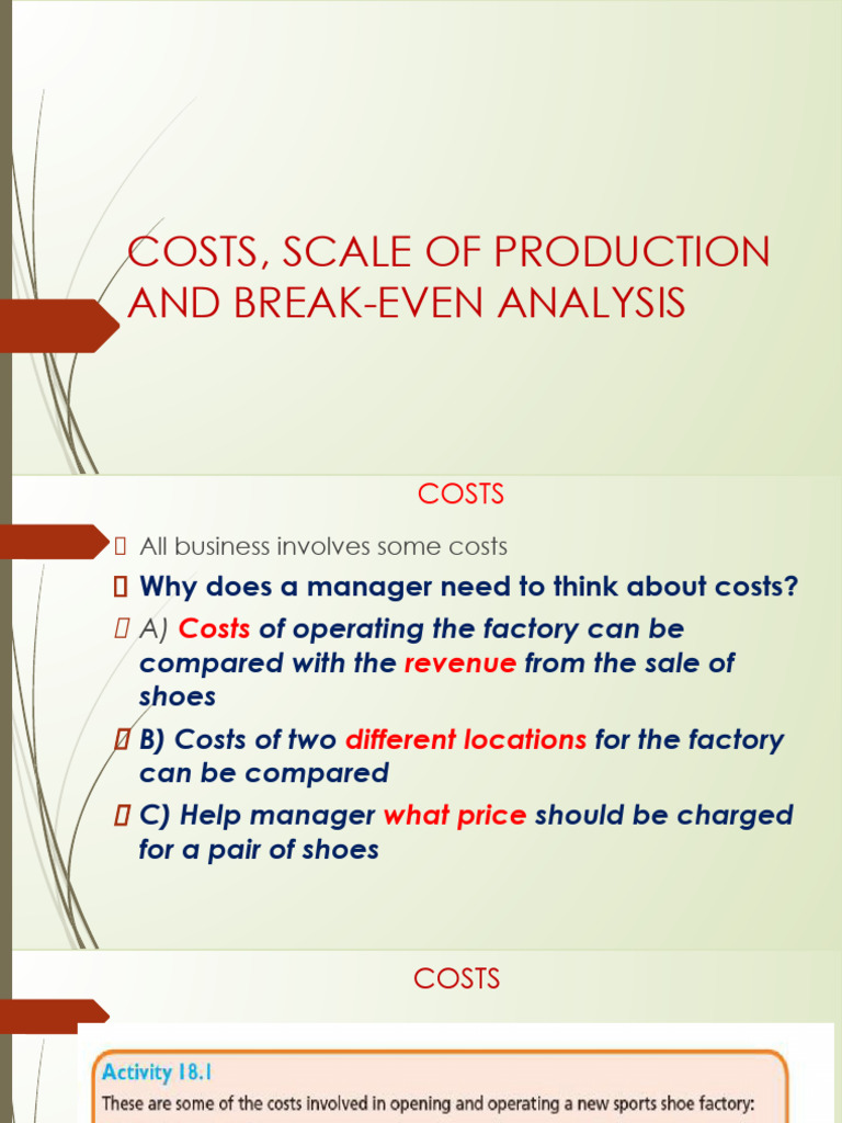 Costsscaleofproductionandbreak Evenanalysis | PDF | Economies Of Scale ...