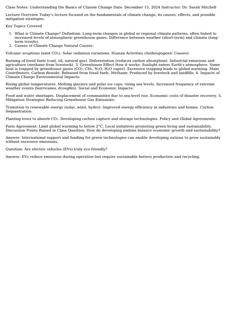 Understanding The Basics of Climate Change | PDF