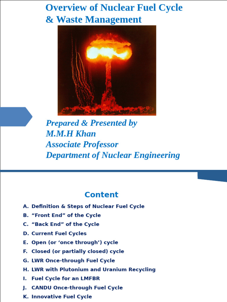 Overview of Nuclear Fuel Cycle-Lecture 1 | PDF | Nuclear Fuel ...
