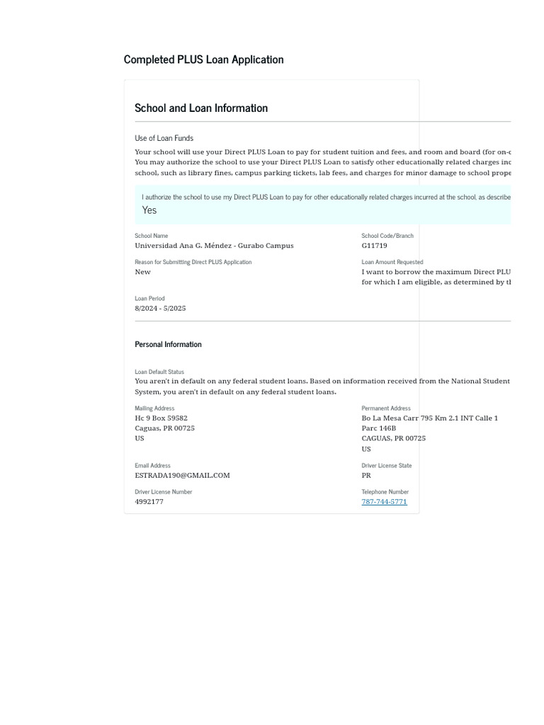 Direct PLUS Loan Application Overview | PDF