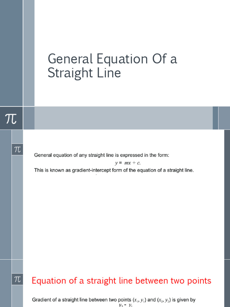General Equation Of a Straight Line | PDF