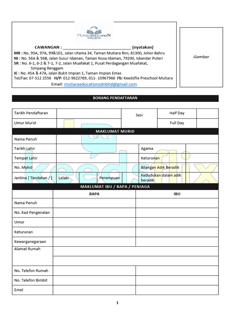 2024 Borang Pendaftaran Keedflix | PDF