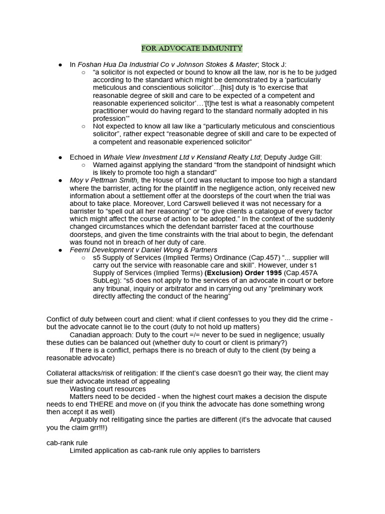 TORT ADVOCATE IMMUNITY | PDF | Solicitor | Barrister