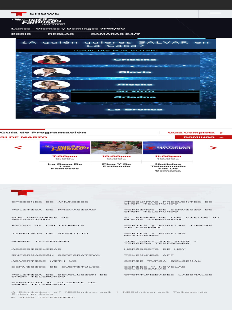 La Casa de Los Famosos ¡Vota Ahora! Telemundo | PDF | Telemundo ...